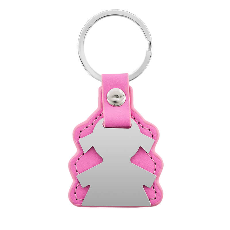 Personalised Engraved Girl Keyring with Leather