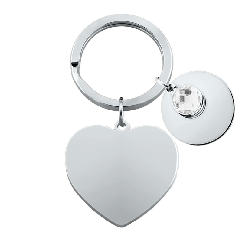 Personalised Engraved Heart with 1 Birthstone Keyring