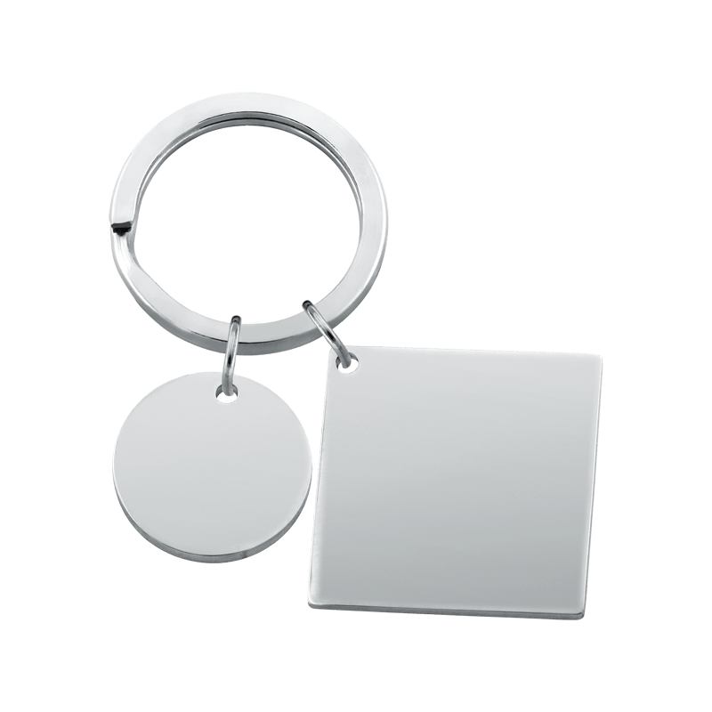 Personalised Square and Circle Photo Engraved Keyring